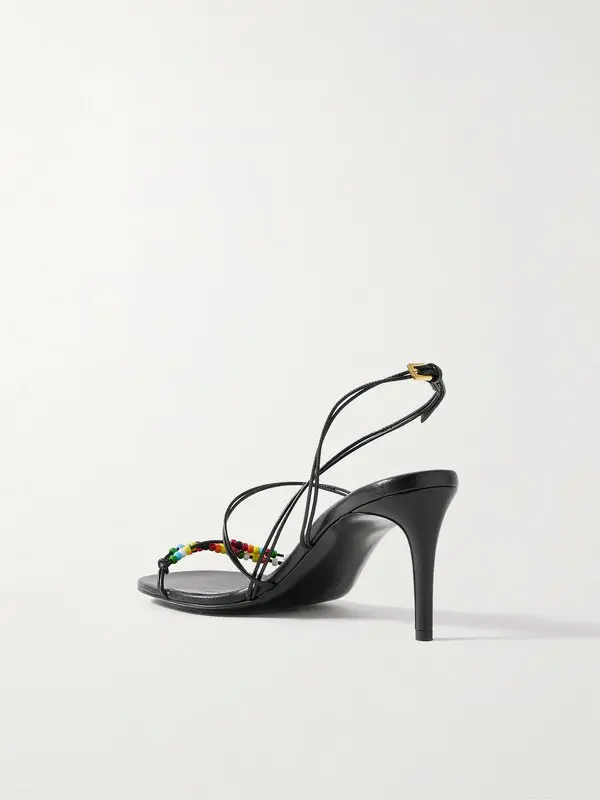 Khaite Loop' Bead-embellished Leather High Heel Sandals