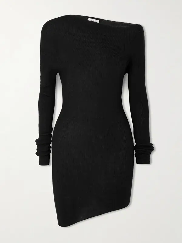 Le Kasha Palamos Asymmetric Ribbed Cashmere Mini Dress