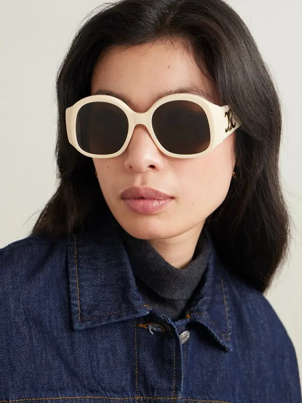 Celine Maxi Triomphe Round-frame Acetate Sunglasses