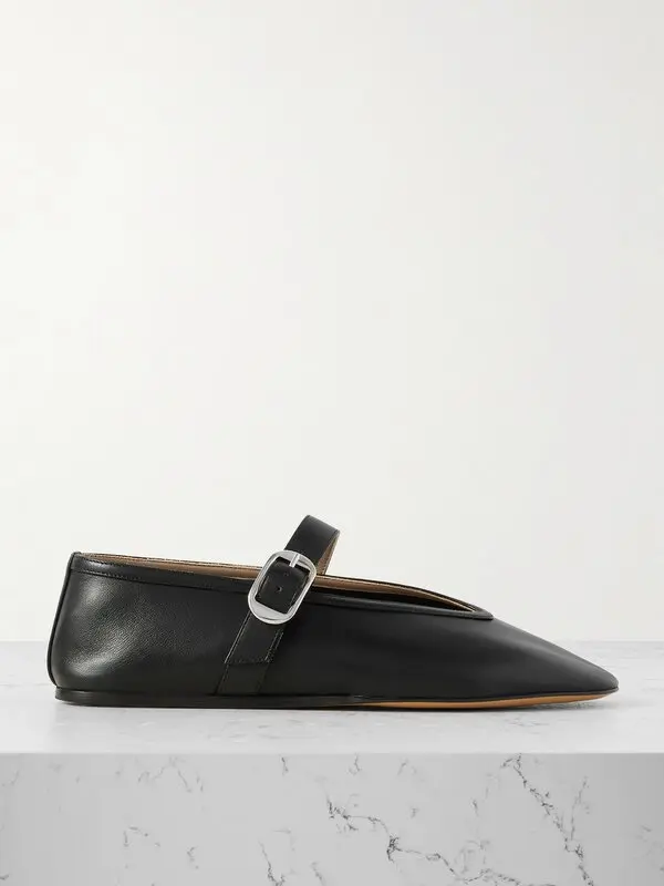 Le Monde Beryl Stella Leather Mary Jane Ballet Flats - Black