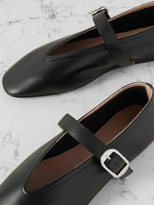 Le Monde Beryl Stella Leather Mary Jane Ballet Flats - Black