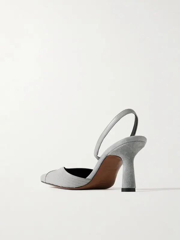 NEOUS Dilmun Suede-trimmed Leather Slingback Pumps - Gray