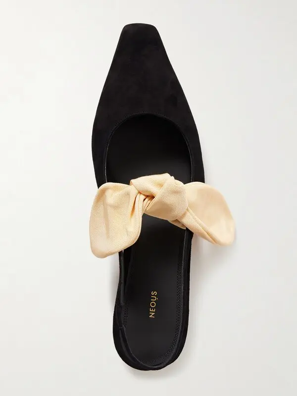 NEOUS Uba Faille And Suede Slingback Flats