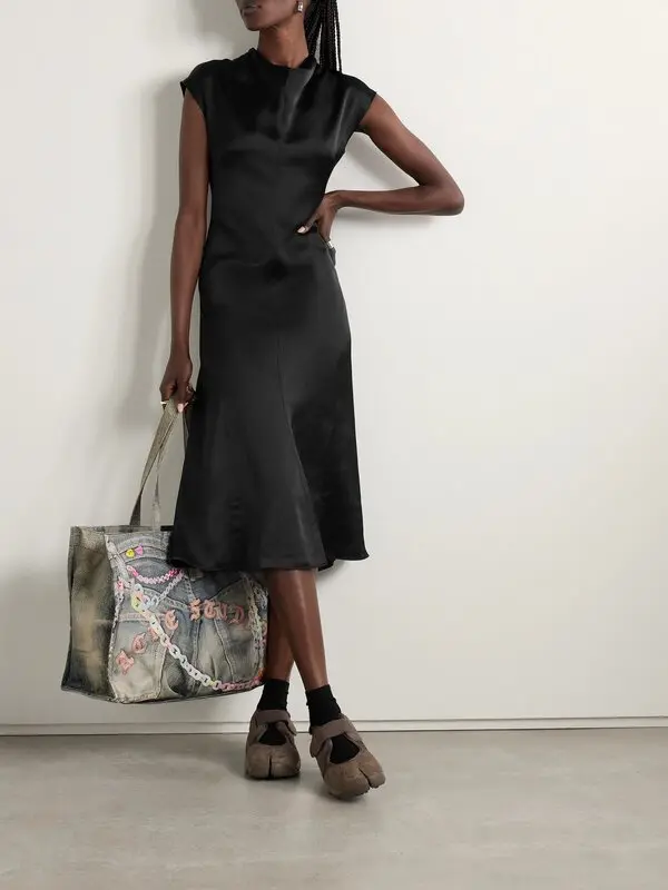 Acne Studios Draped Silk-satin Midi Dress
