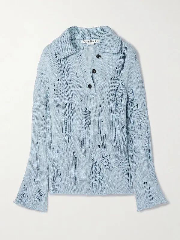 Acne Studios Distressed Organic Cotton And Wool-blend Sweater