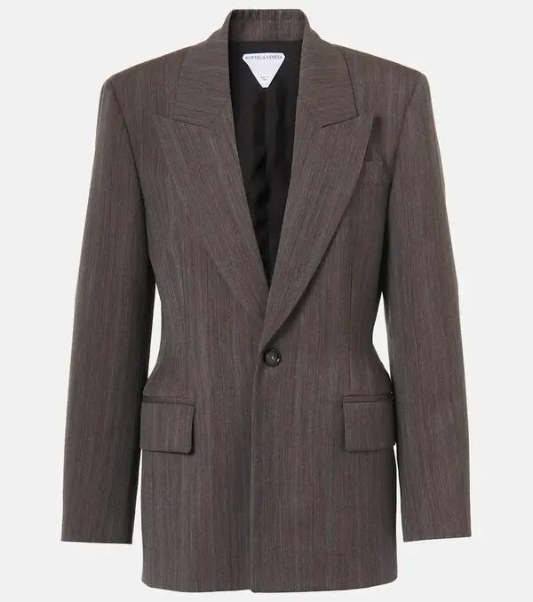 Bottega Veneta Striped Wool Blazer - Grey