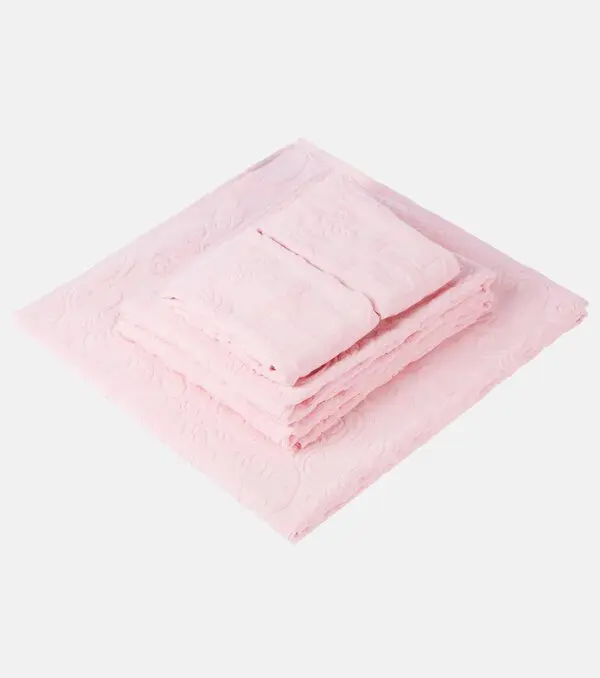 Dolce & Gabbana Set Of 5 Cotton Terry Jacquard Towels - Pink