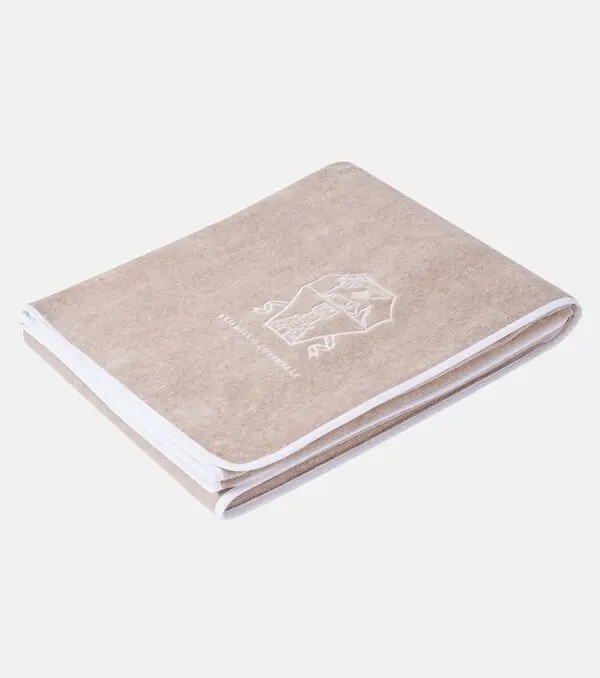 Brunello Cucinelli Logo Cotton Terry Beach Towel - Beige