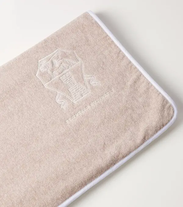 Brunello Cucinelli Logo Cotton Terry Beach Towel - Beige