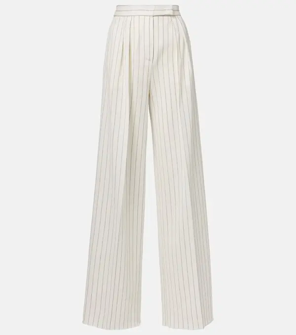 Max Mara Clarion Cotton And Linen Straight Leg Trousers - Brown