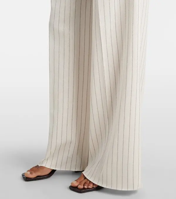 Max Mara Clarion Cotton And Linen Straight Leg Trousers - Brown