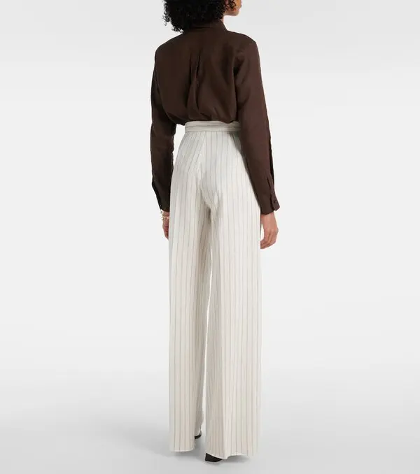 Max Mara Clarion Cotton And Linen Straight Leg Trousers - Brown