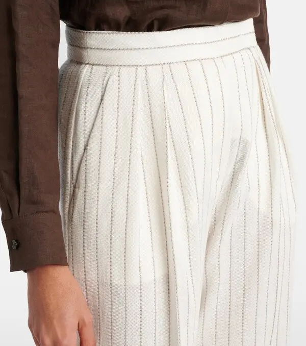 Max Mara Clarion Cotton And Linen Straight Leg Trousers - Brown