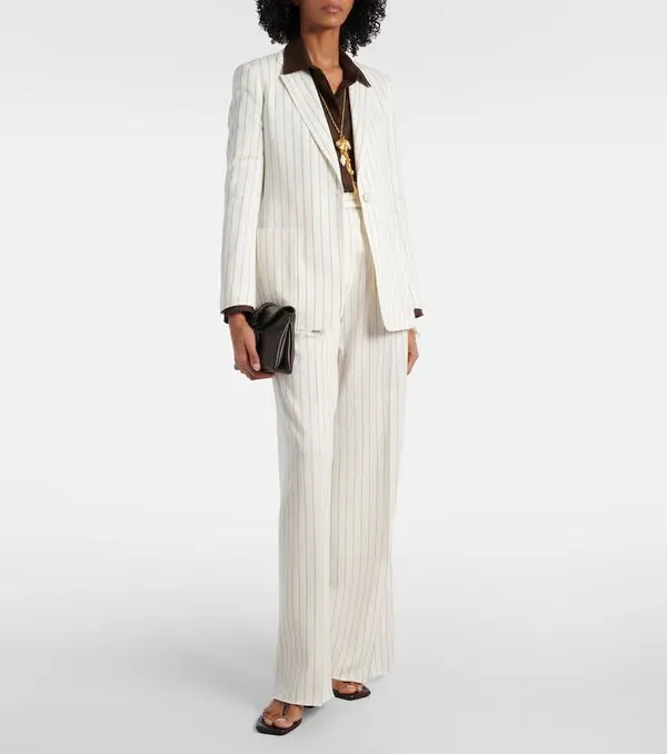 Max Mara Clarion Cotton And Linen Straight Leg Trousers - Brown