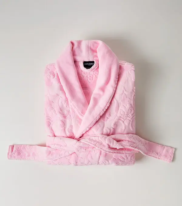 Dolce & Gabbana Dg Cotton Terry Jacquard Bathrobe - Pink