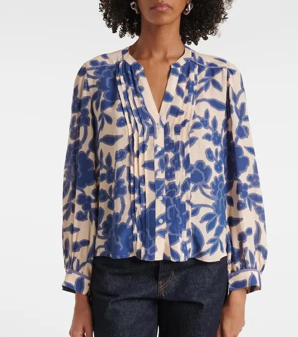Velvet By Graham & Spencer Elda Printed Crepe Blouse