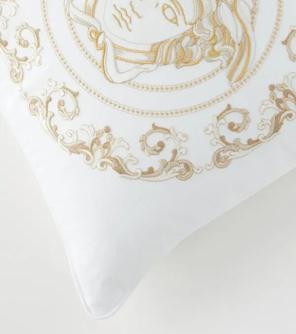 Versace Medusa Gala Embroidered Cushion - White