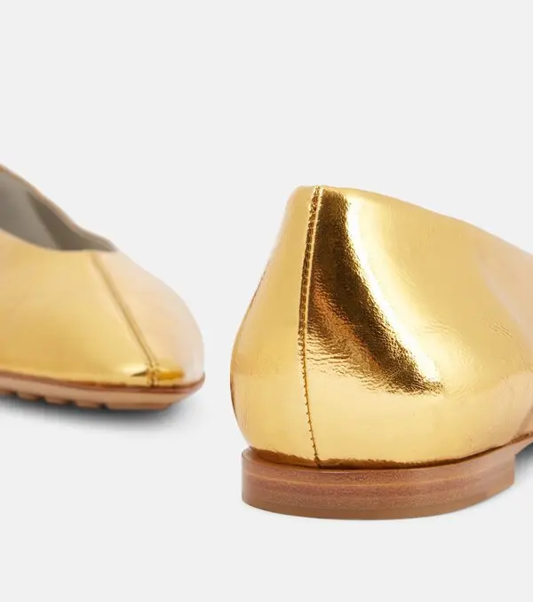 Bottega Veneta Sofia Metallic Leather Ballet Flats - Gold