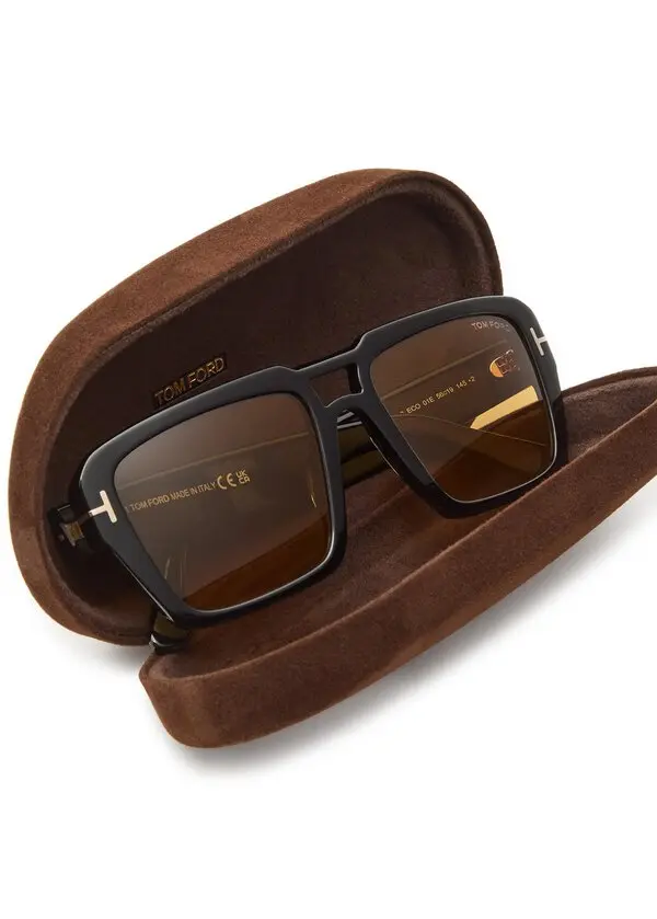 TOM FORD Redford Square Frame Sunglasses - Black