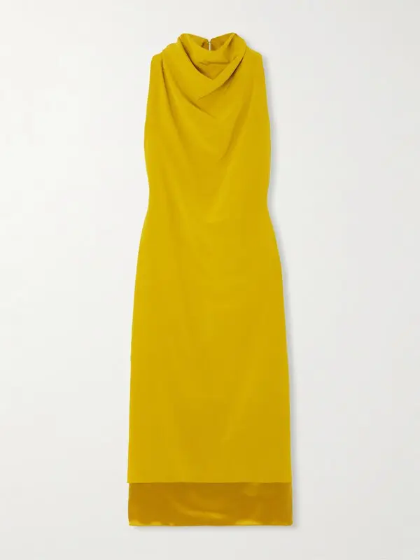 Altuzarra Noor Draped Silk-satin Midi Dress - Yellow