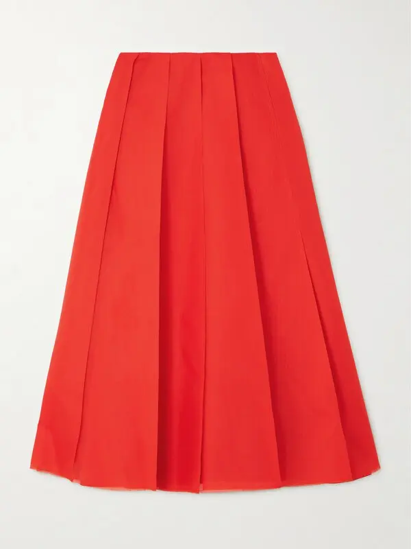 Altuzarra Pleated Silk-organza Midi Skirt - Red