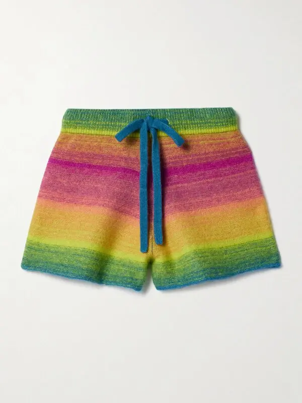 THE ELDER STATESMAN Blurry Stripe Cashmere And Cotton-blend Shorts - Multi
