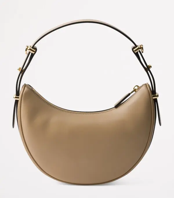 Prada Arqué Small Leather Shoulder Bag - Neutral