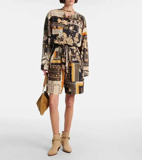 MARANT ETOILE Printed Cotton Romper - Multicoloured