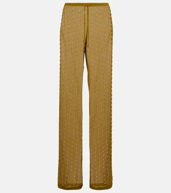 Dries Van Noten Embellished Straight Leg Trousers
