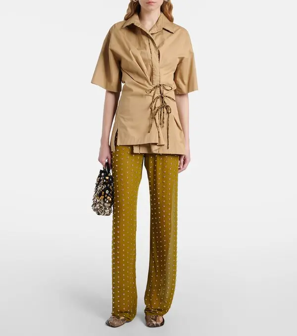 Dries Van Noten Embellished Straight Leg Trousers