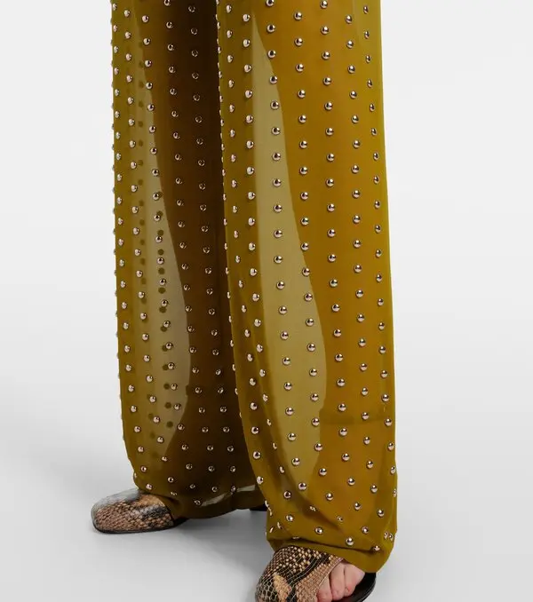 Dries Van Noten Embellished Straight Leg Trousers