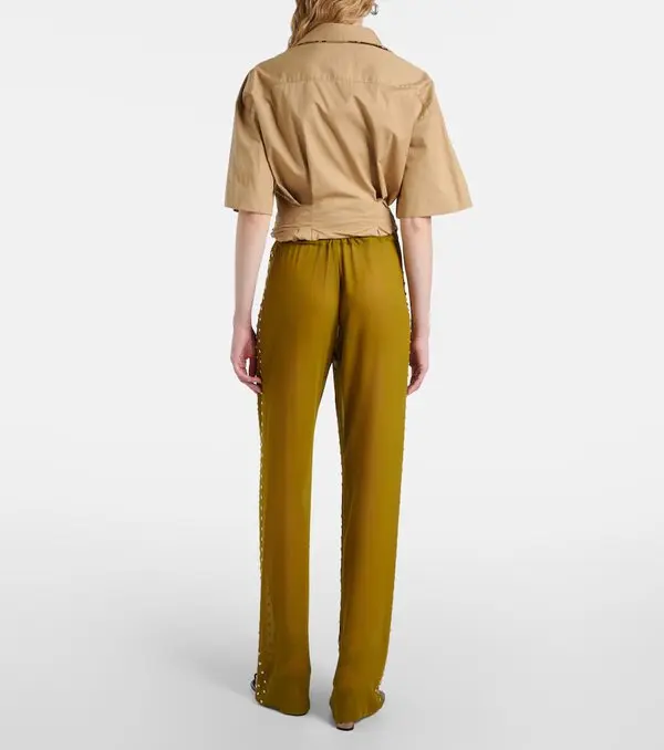 Dries Van Noten Embellished Straight Leg Trousers