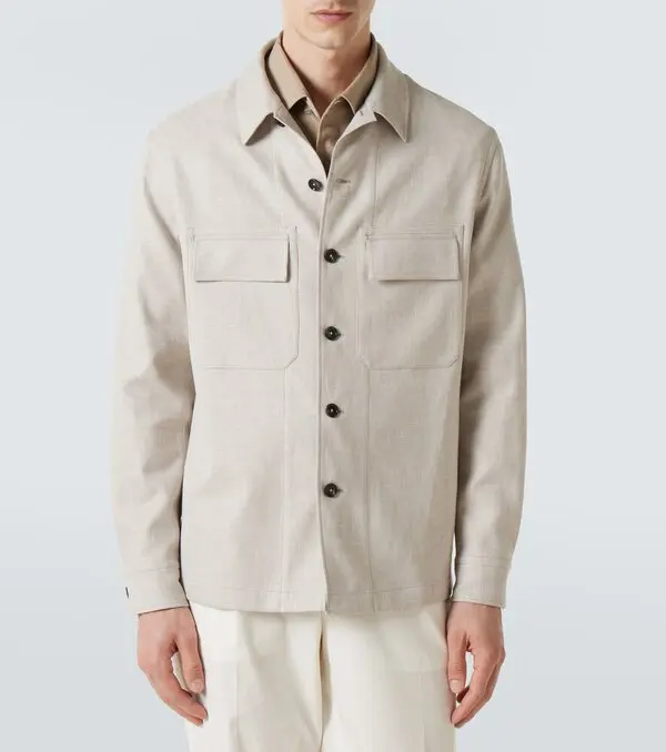 Zegna Linen, Wool, And Silk-blend Overshirt