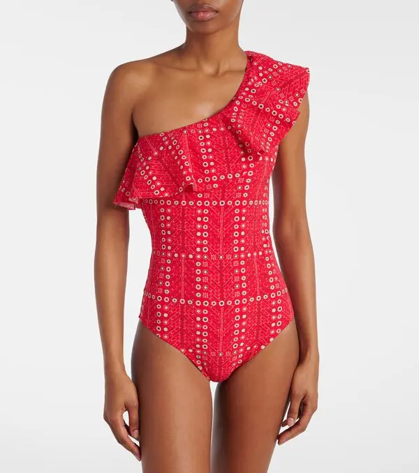 MARANT ETOILE Ruffled Printed Swimsuit