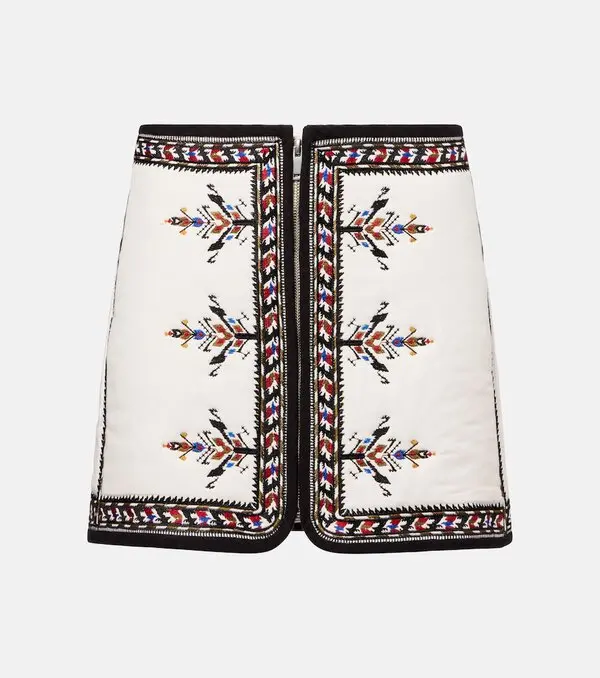 MARANT ETOILE Zeria Embroidered Cotton Miniskirt - White