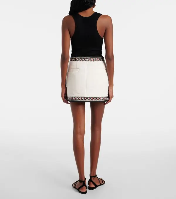 MARANT ETOILE Zeria Embroidered Cotton Miniskirt - White