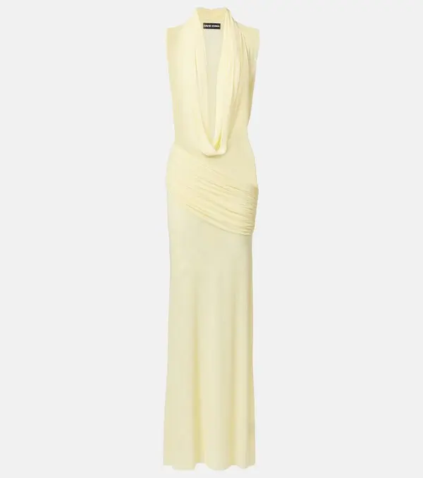 David Koma Semi-sheer Draped Gown - Yellow