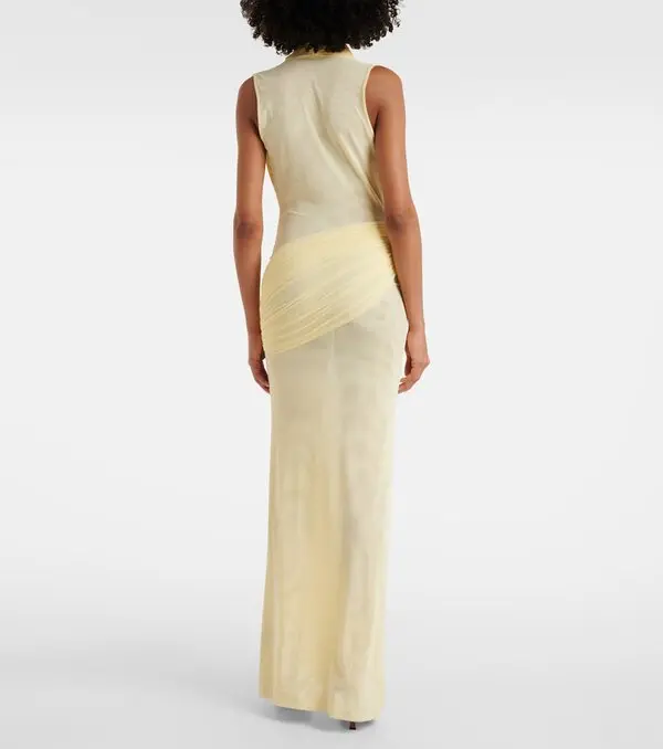 David Koma Semi-sheer Draped Gown - Yellow