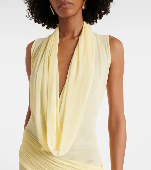 David Koma Semi-sheer Draped Gown - Yellow