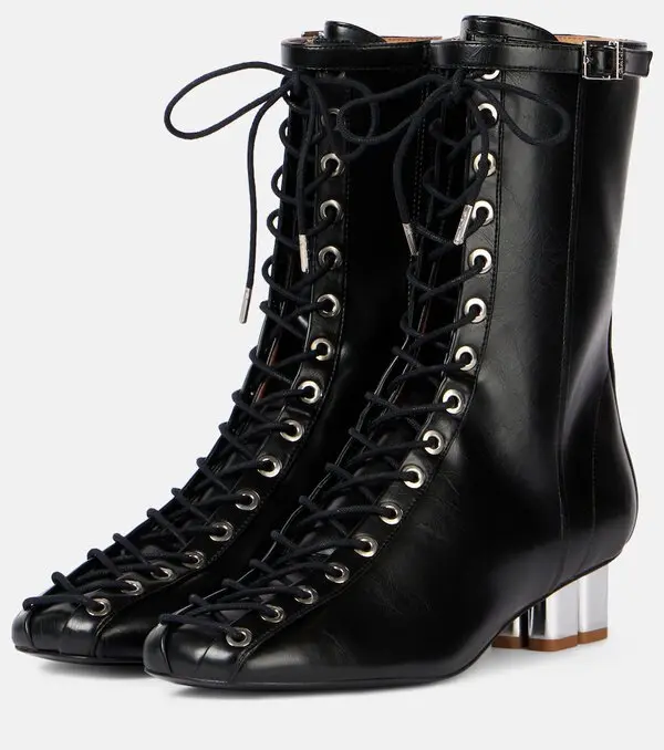 GANNI Lace-up Square Toe Boots