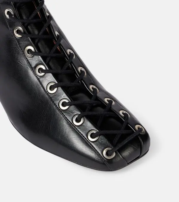 GANNI Lace-up Square Toe Boots