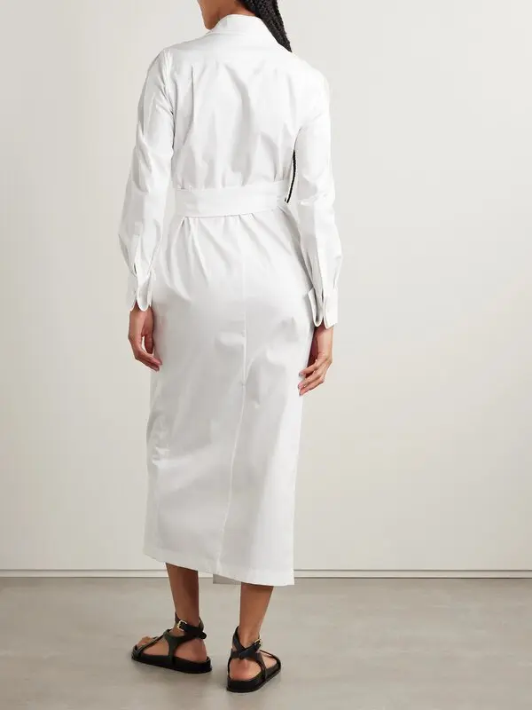 Max Mara Cotton-blend Poplin Midi Wrap Shirt Dress