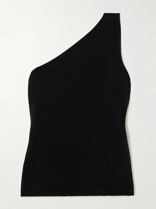 RÓHE One-shoulder Draped Merino Wool-blend Top - Black