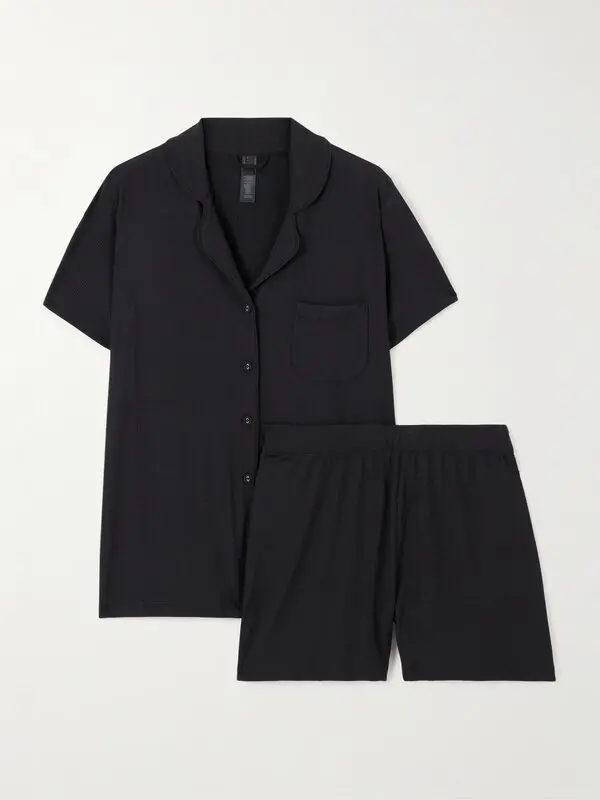 SKIMS Soft Lounge Short Rib Sleep Set - Black