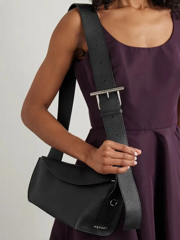 Alexander McQueen T-bar Sling Textured-leather Shoulder Bag