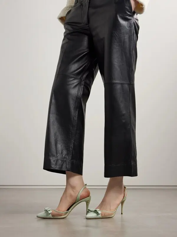 Jennifer Chamandi Vittorio 85 Mesh And Leather-trimmed Elaphe Slingback Pumps