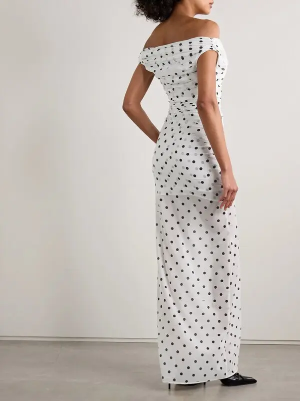 Jacquemus Rita Draped Gathered Polka-dot Maxi Dress