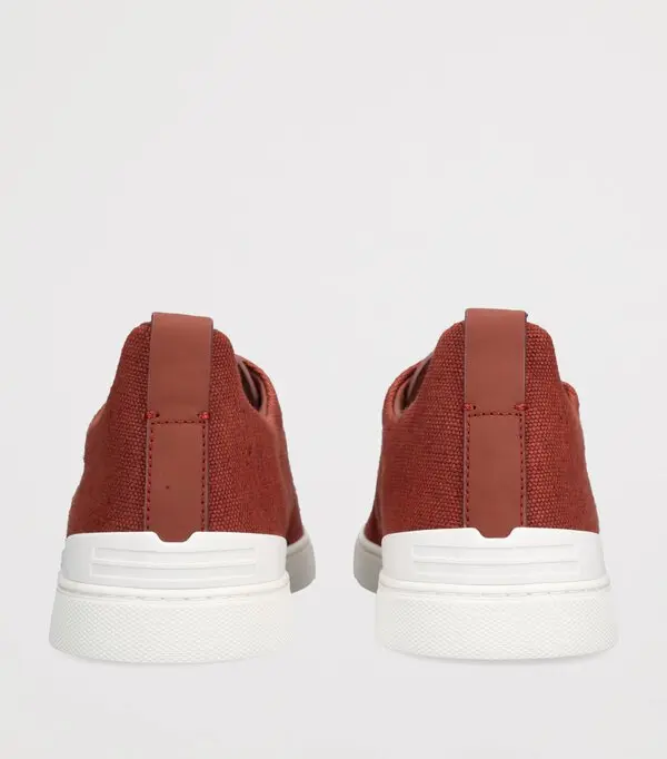 Zegna Triple Stitch Cotton-linen Sneakers - Red