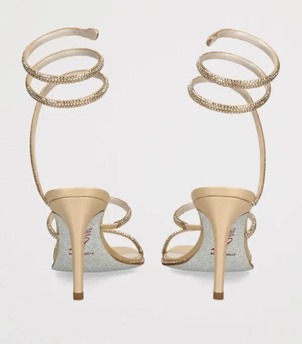Rene Caovilla Embellished Spiral Ankle Strap Sandals - Beige