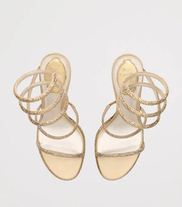 Rene Caovilla Embellished Spiral Ankle Strap Sandals - Beige